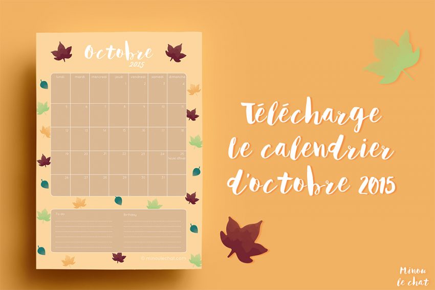 À télécharger - Fond d'écran et Calendrier octobre 2015 - Minou le chat