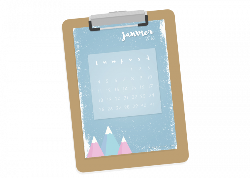 Le nouveau calendrier de Janvier 2016 et ses fonds d'écran - Minou le chat